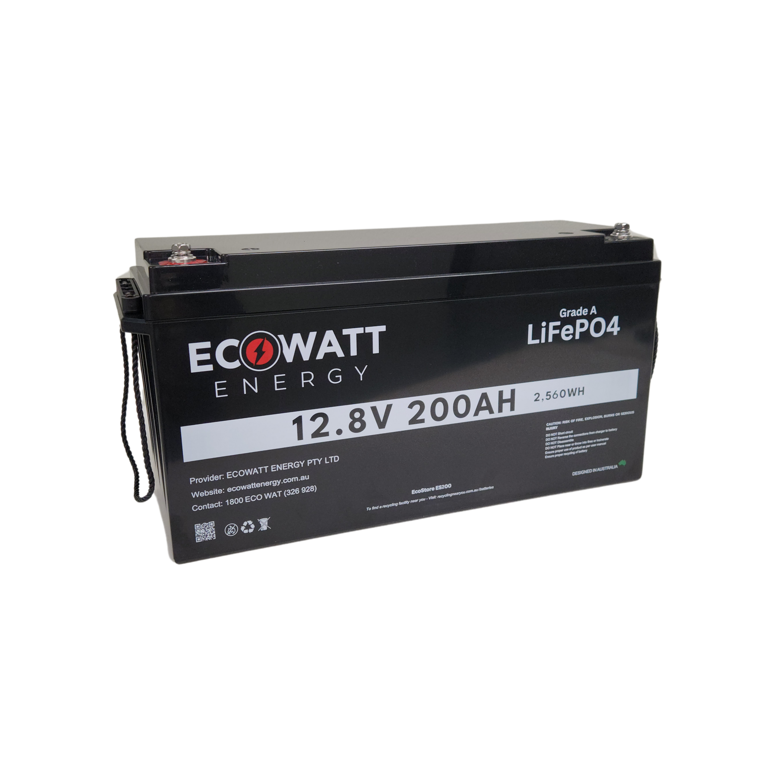 EcoStore 200Ah 12.8V LiFePO4 Battery - (EVE Cells & JBD Bluetooth BMS)